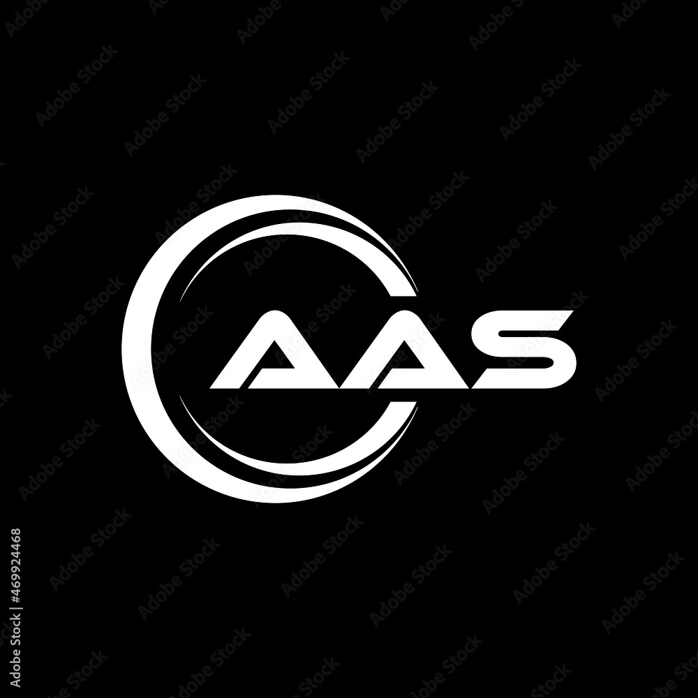 AAS letter logo design with black background in illustrator, vector ...