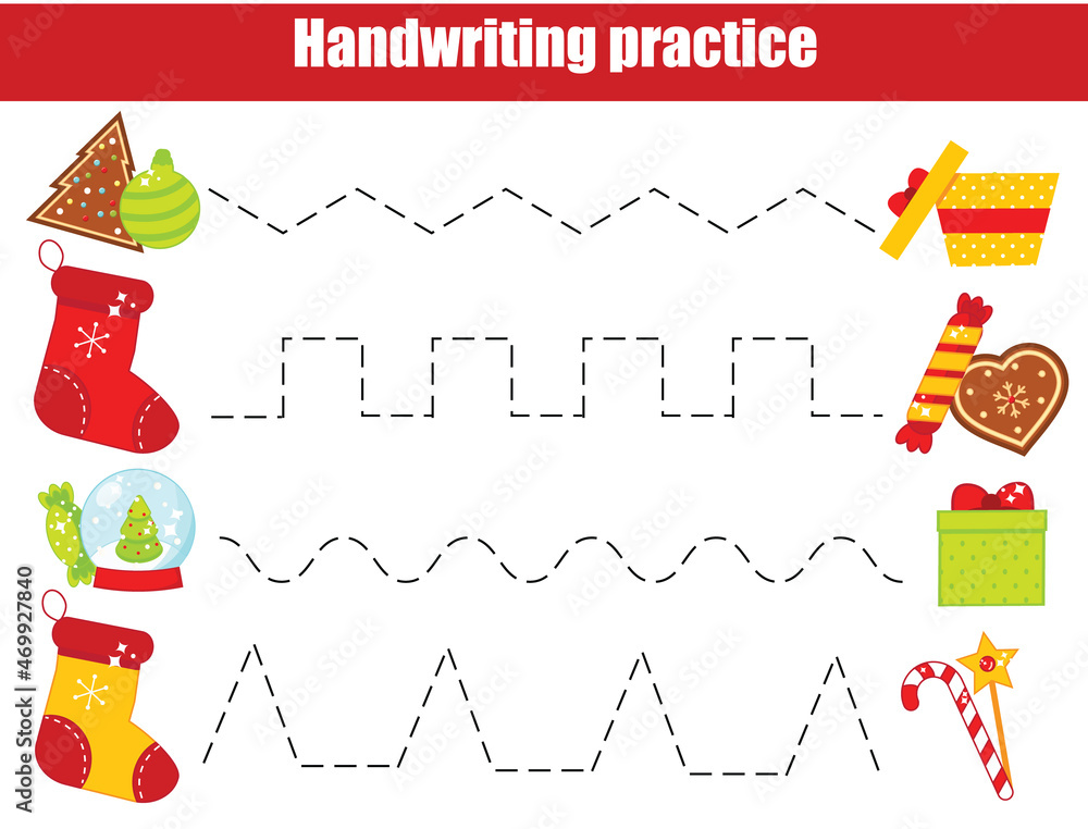 handwriting practice sheet. Educational children game. Preschool ...