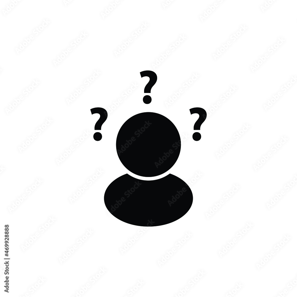 person with question mark. Male icon. Human face with question mark ...
