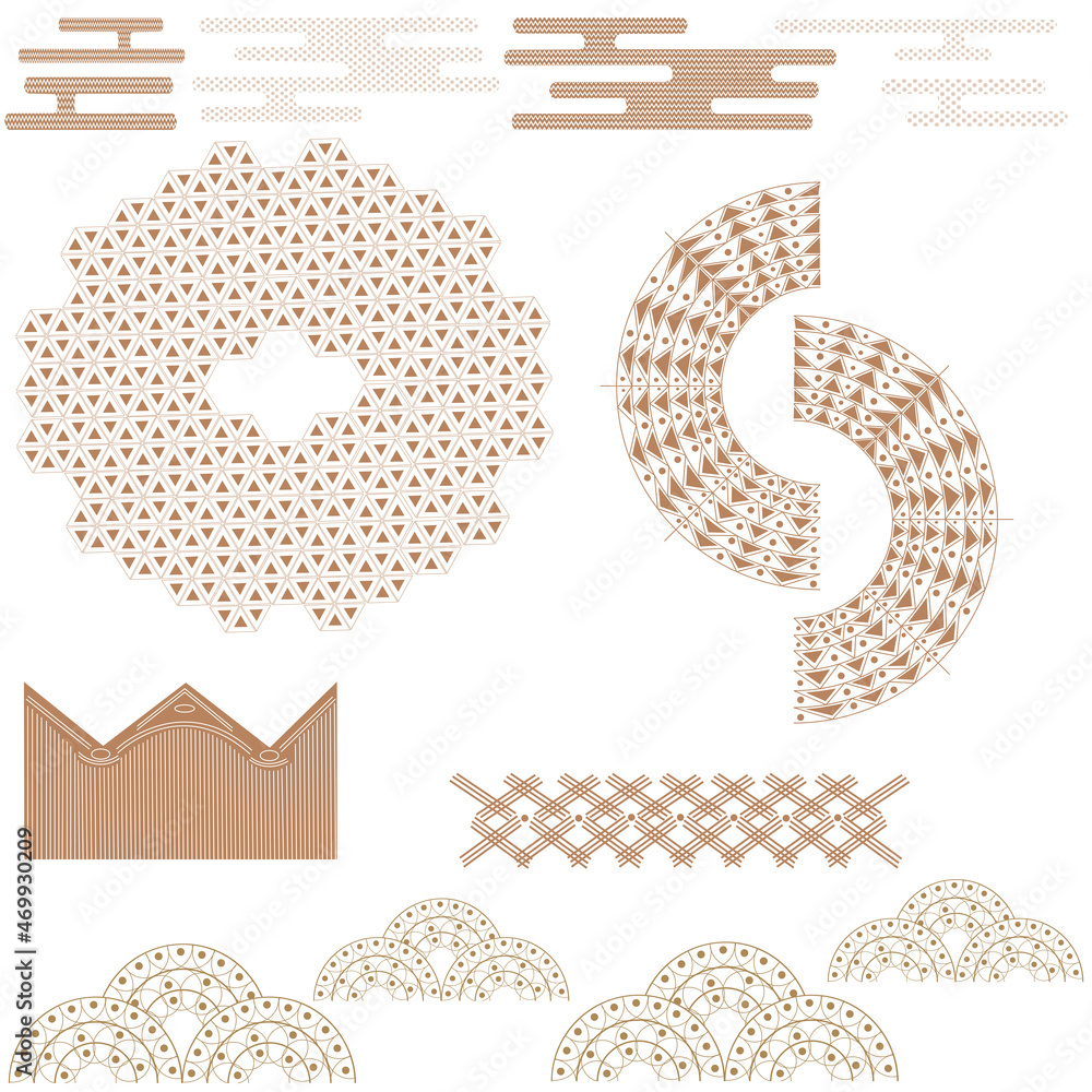Japanese geometric traditional pattern set isolated on white background ...
