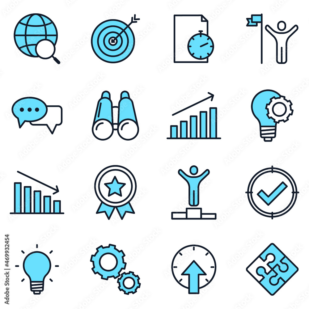 Business teamwork, team building elements set icon symbol template for ...