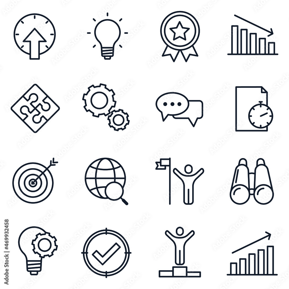 Business teamwork, team building elements set icon symbol template for ...