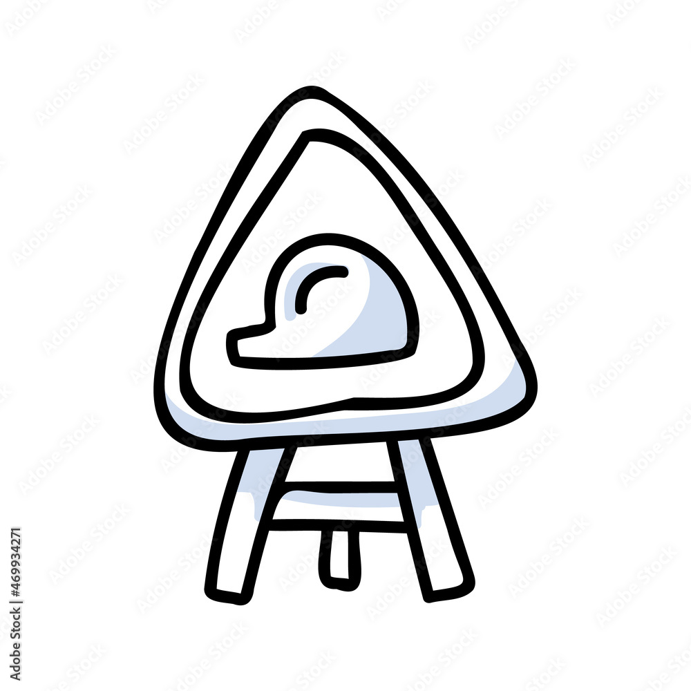 Drawn stick figure of construction helmet safety warning. Building site ...