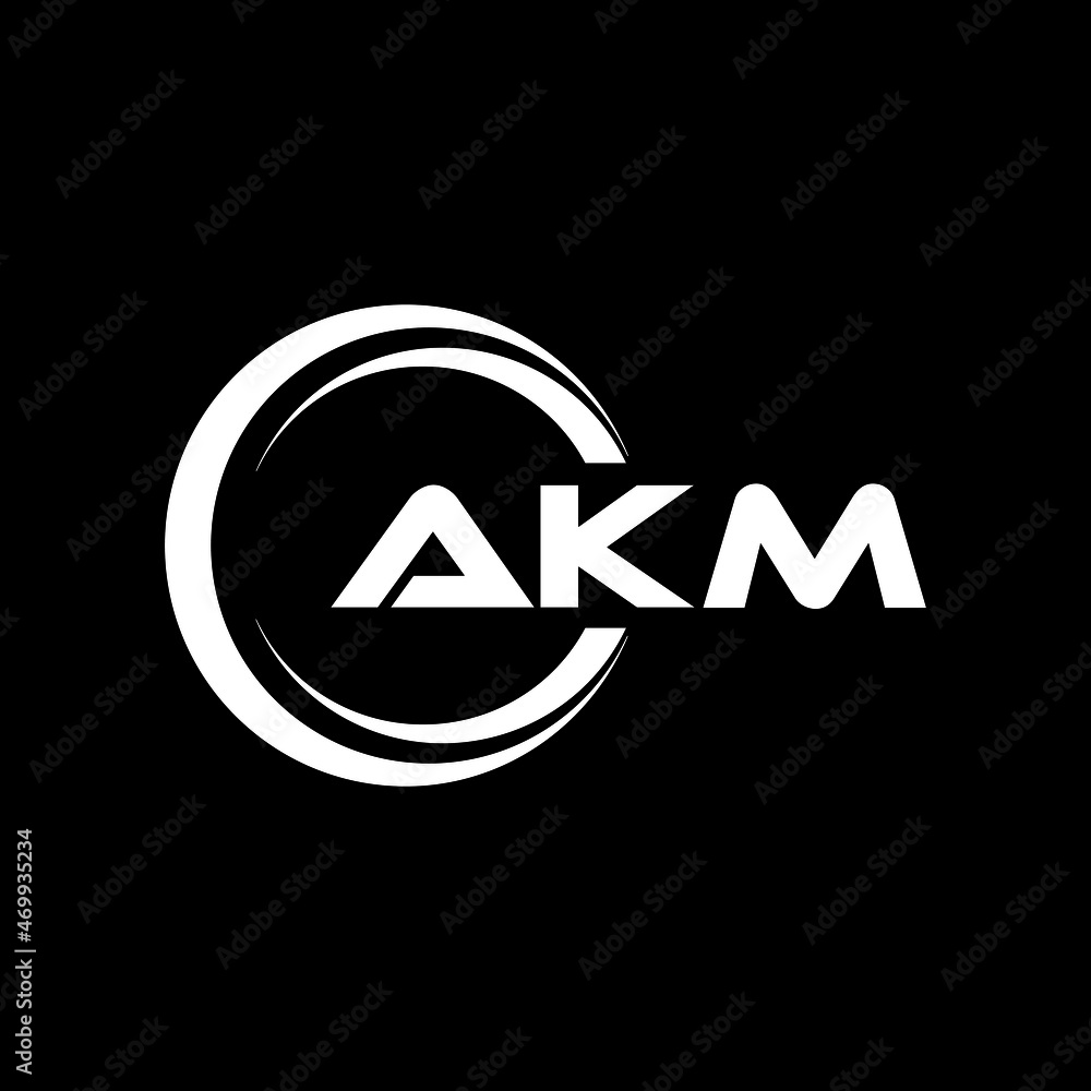 AKM letter logo design with black background in illustrator, vector ...