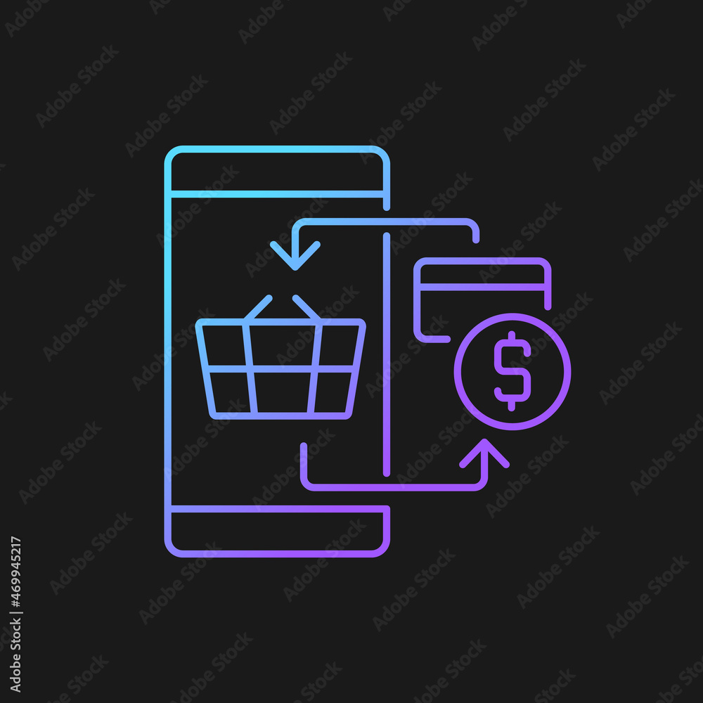 Digital transacting gradient vector icon for dark theme. E-commerce ...
