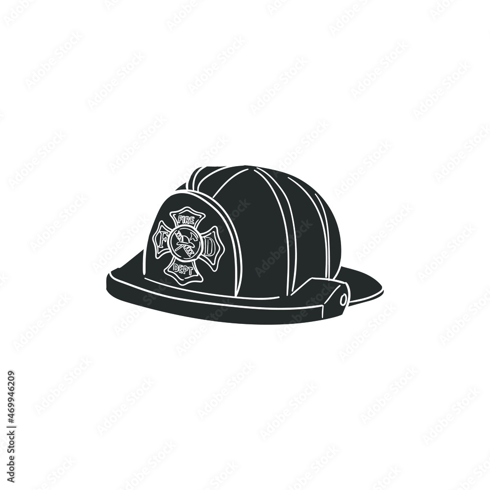 Fireman Helmet Icon Silhouette Illustration. Firefighter Vector Graphic ...