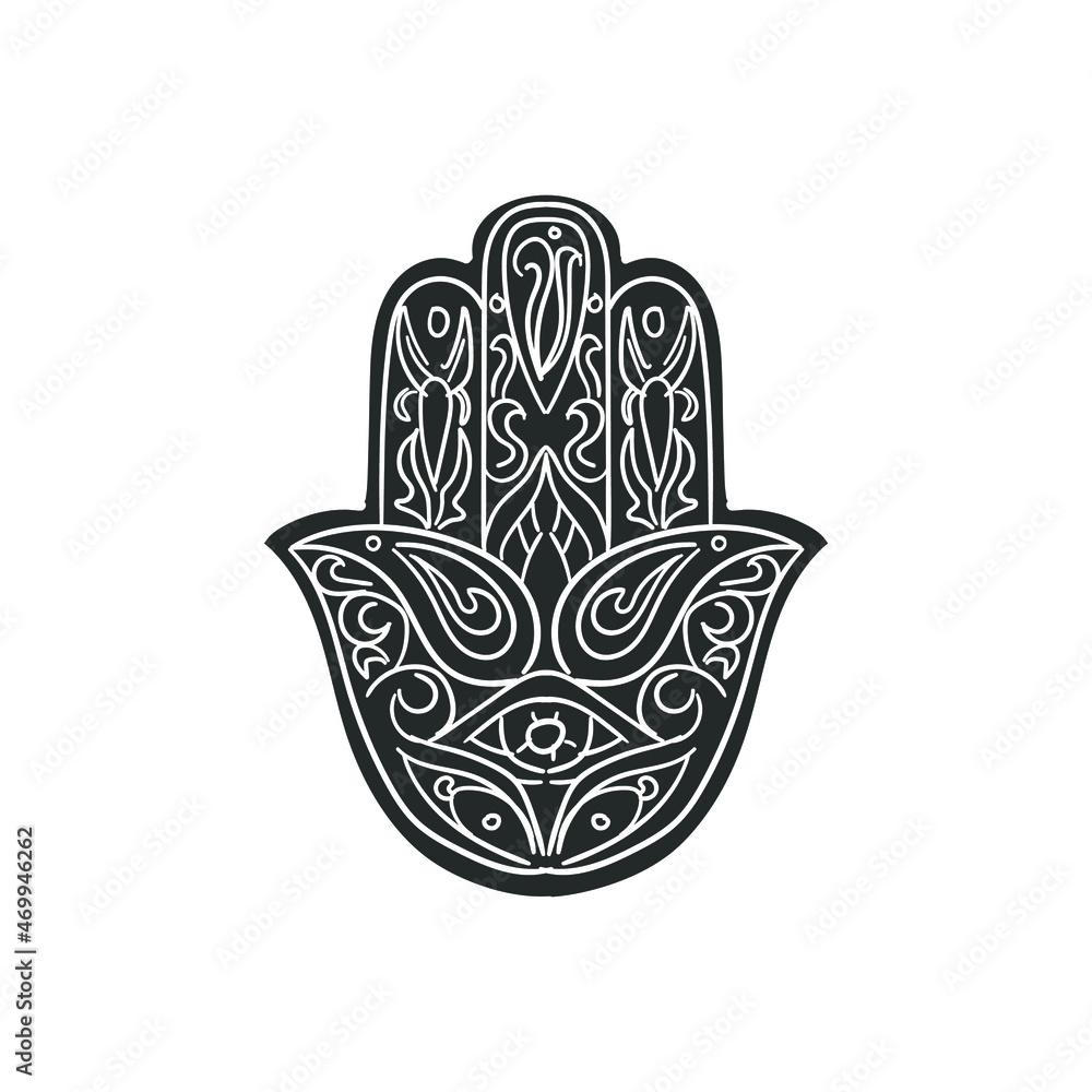 Hamsa Hand Icon Silhouette Illustration. Spiritual Vector Graphic ...