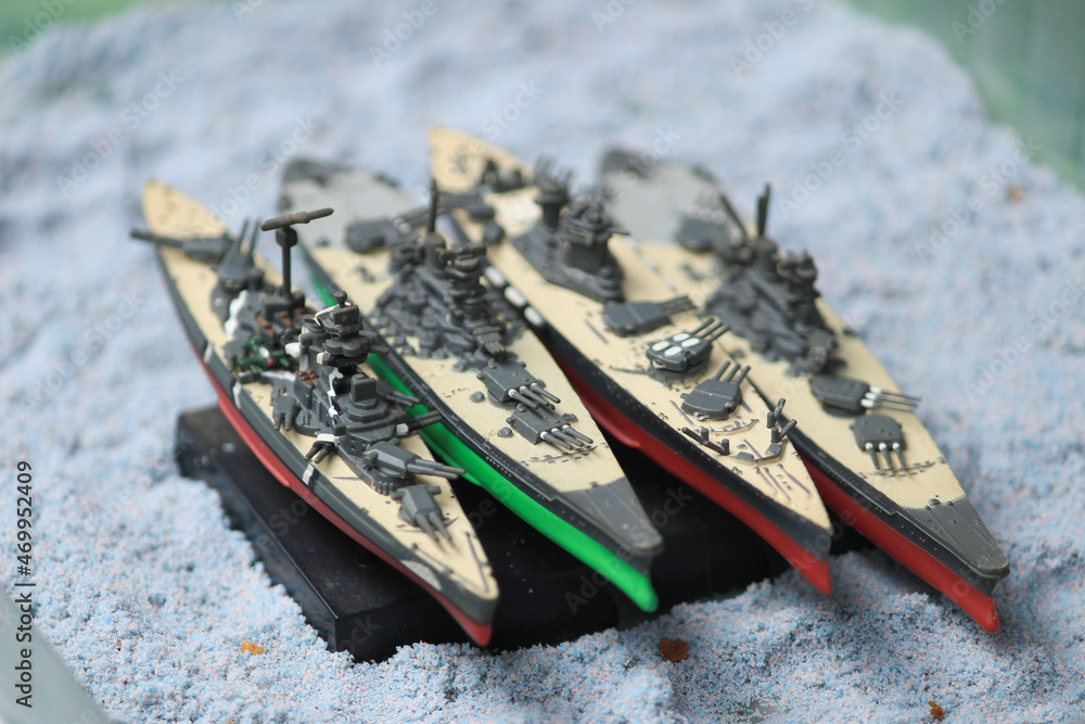 The lineup of miniature battleships consists of the enterprise carrier ...