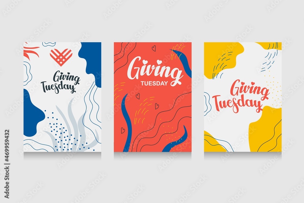 Happy Giving Tyesday. Trendy abstract art templates with hand, logo ...