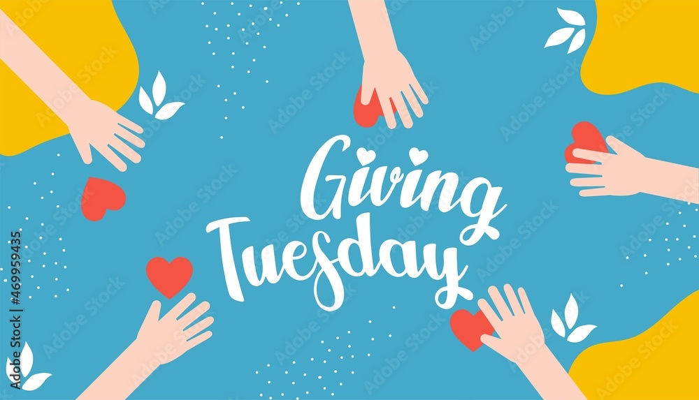 Happy Giving Tyesday. Trendy abstract art templates with hand, logo ...
