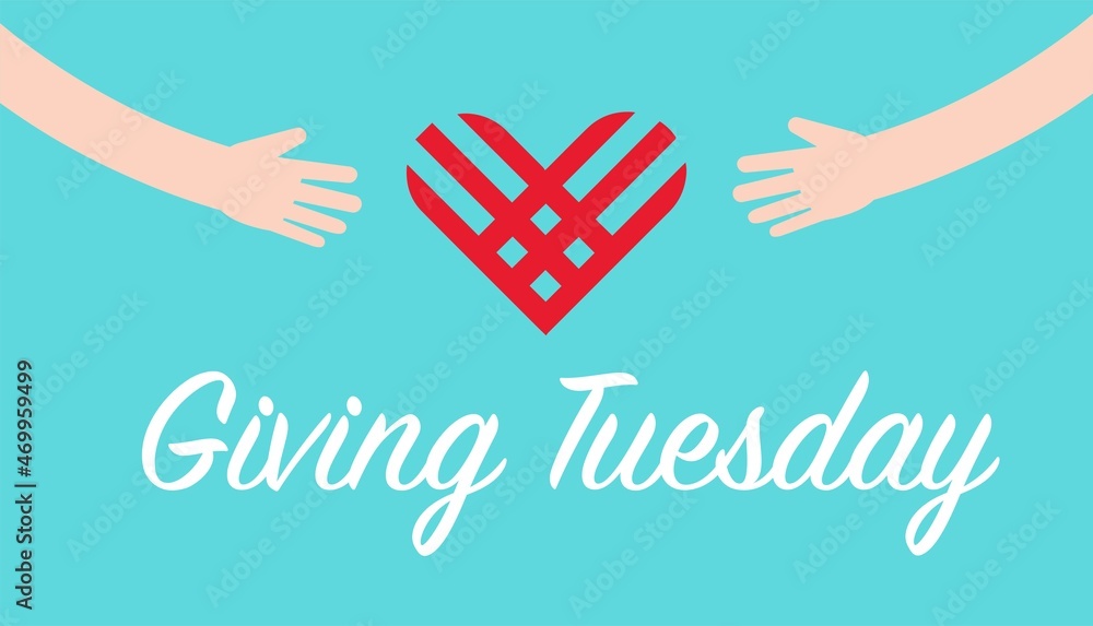 Happy Giving Tyesday. Trendy abstract art templates with hand, logo ...