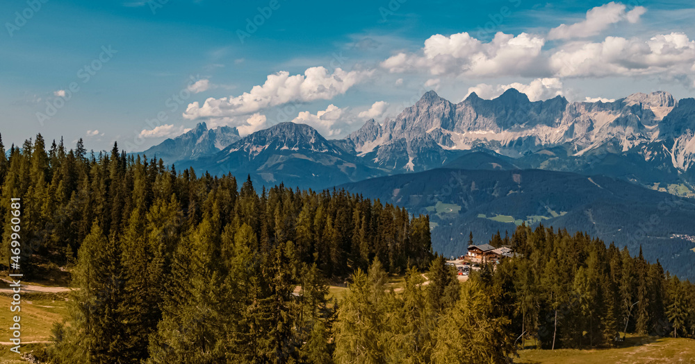 High resolution stitched panorama of a beautiful alpine summer view ...
