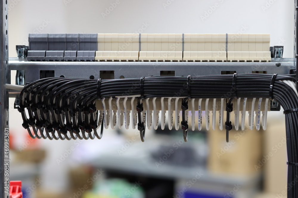 The reverse side of the installation of 2-level electrical terminals ...