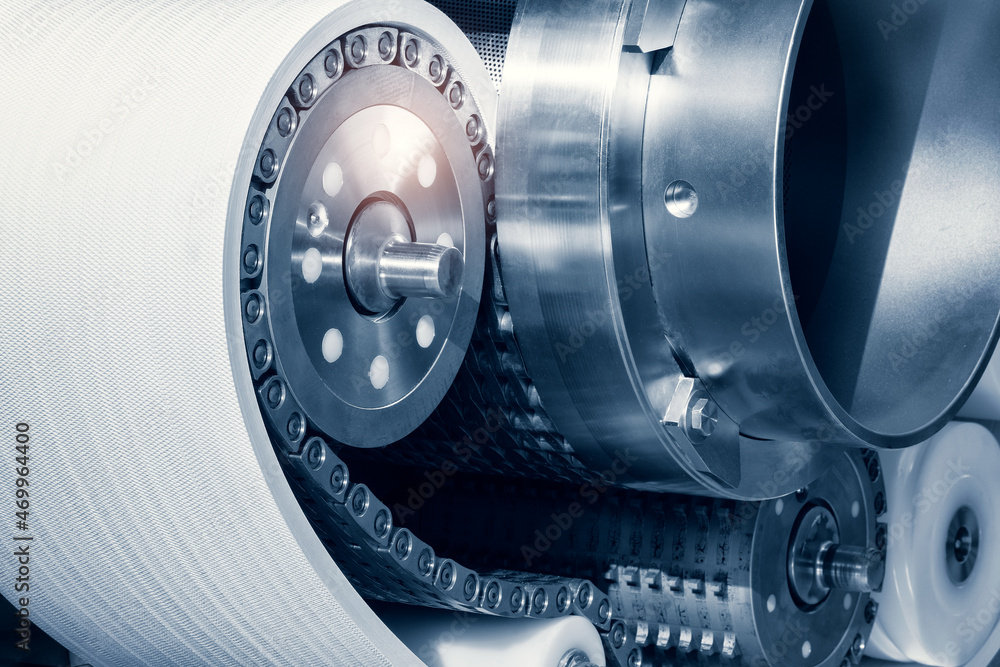 Conveyor chain drive shaft food packaging line Stock Photo | Adobe Stock