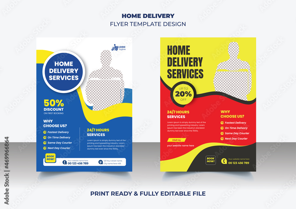 Delivery service flyer, home delivery flyer , online delivery flyer ...