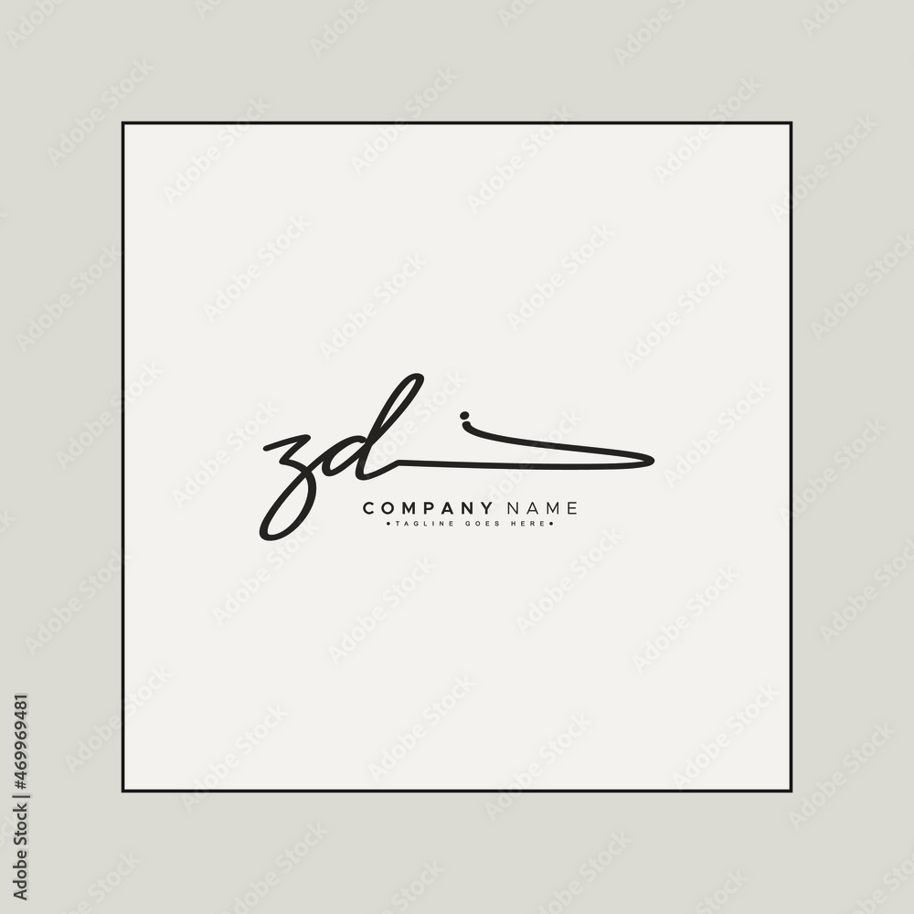 Initial Letter ZD Logo - Handwritten Signature Logo Stock Vector ...
