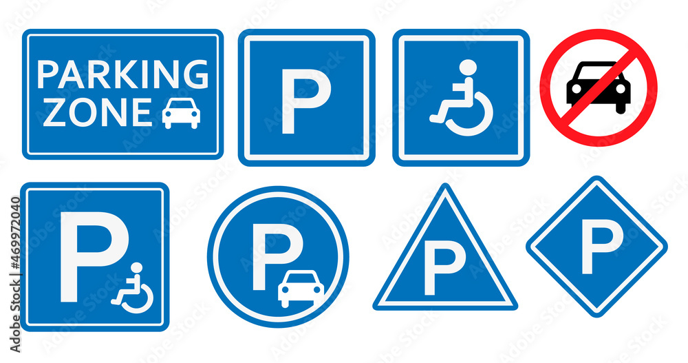 Vector set parking signs. Map parking icon. Vector set parking icons ...