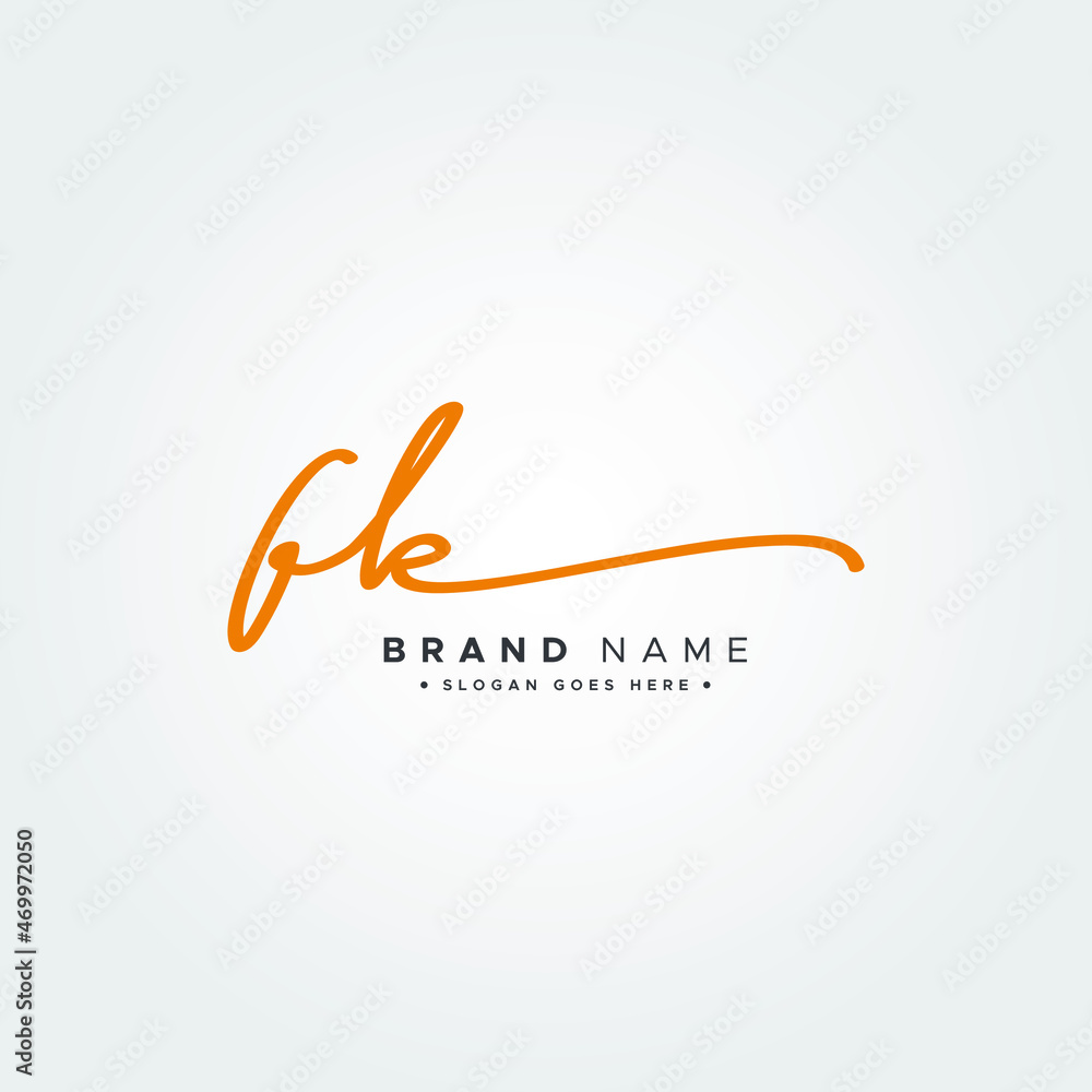 Initial Letter FK Logo - Hand Drawn Signature Style Logo Stock Vector ...