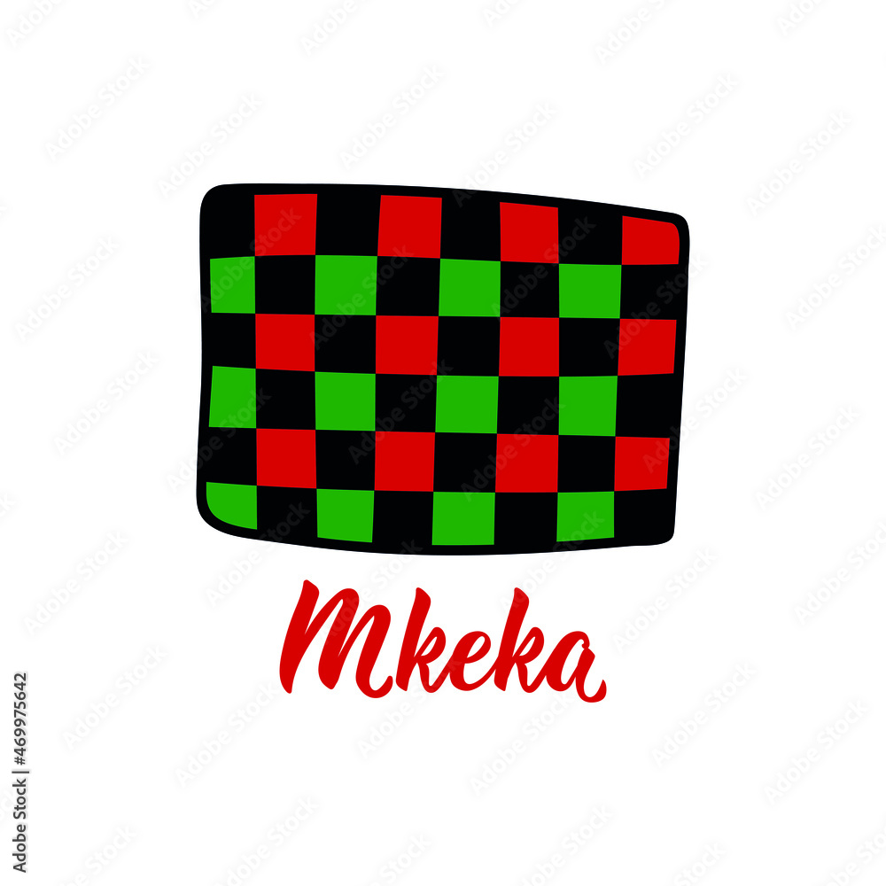 Traditional Kwanzaa symbols. Mkeka means the Mat. Isolated on white ...