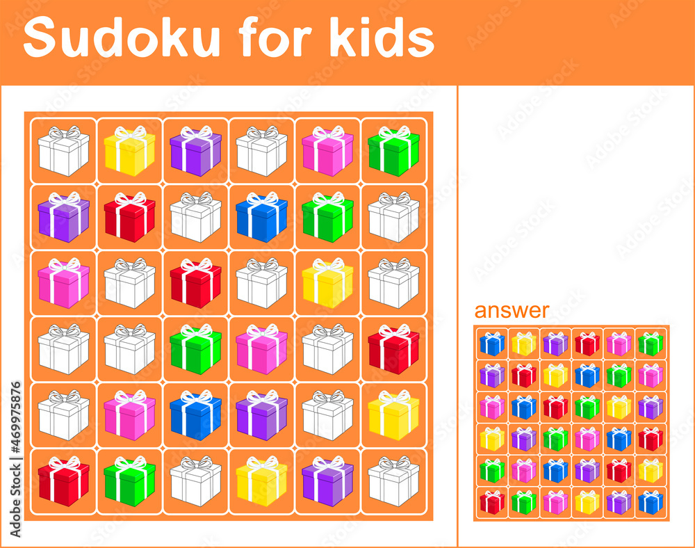 Sudoku game with pictures (colorful geometric shapes) for children ...