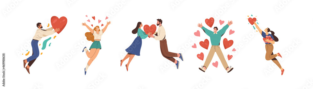 People in love collection. Vector cartoon flat illustration of diverse ...