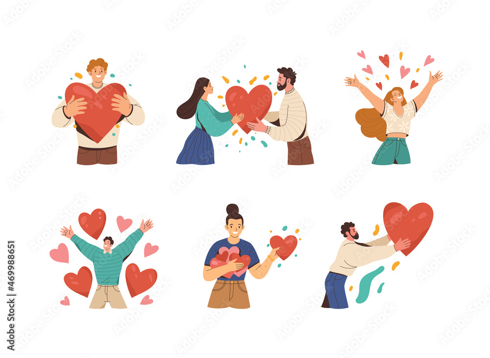 People in love collection. Vector cartoon flat illustration of diverse ...