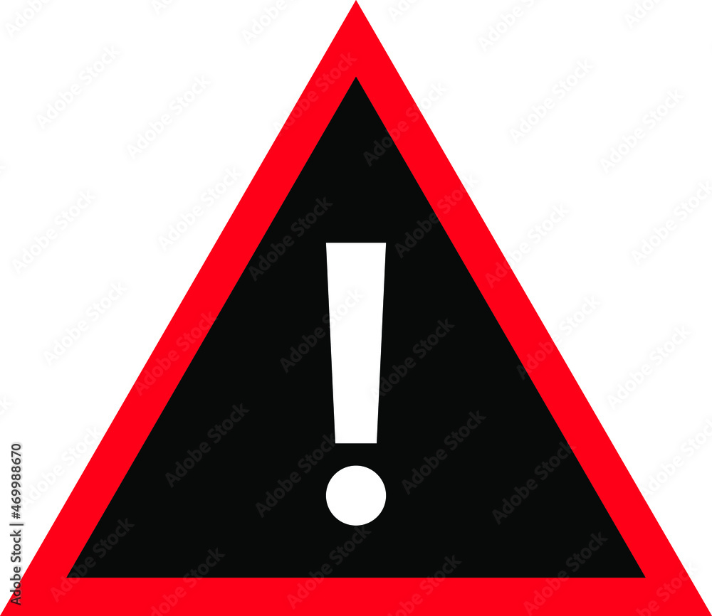 Warning sign, exclamation mark icon, danger attention sign, caution ...