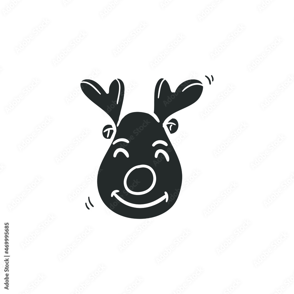 Reindeer Face Icon Silhouette Illustration. Winter Animals Vector ...