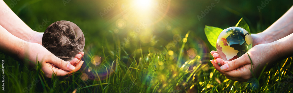 Earth planet dirty and polluted. Environmental protection and waste ...