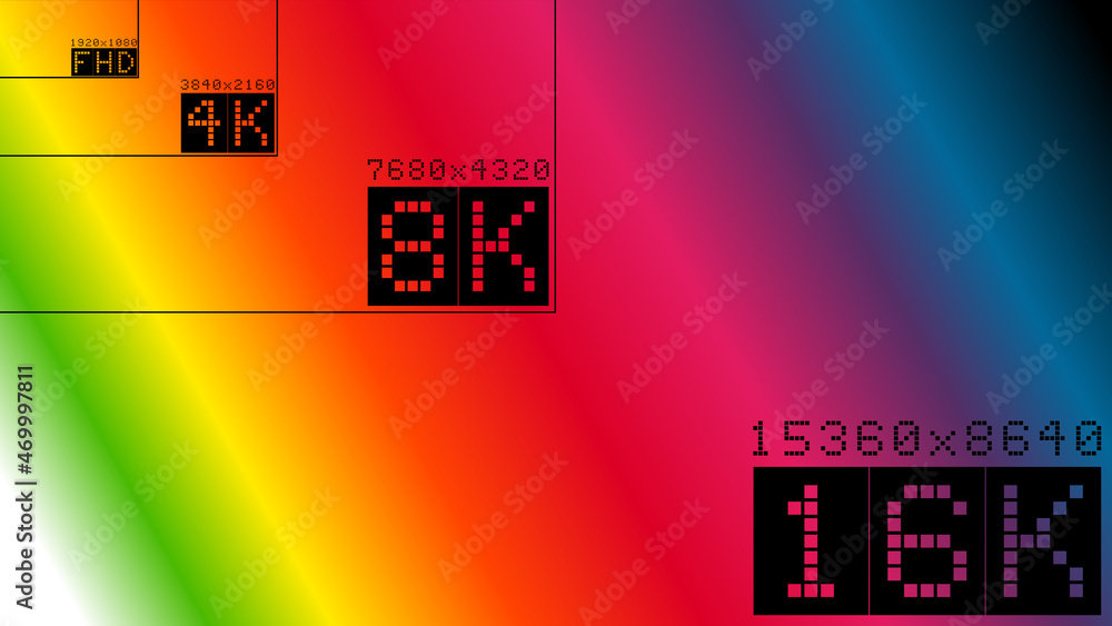 New TV Color Checking Image Ultra High 16k Resolution Infographics