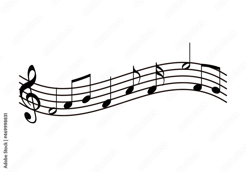 Icono de partitura musical con notas en fondo balnco Stock Vector | Adobe Stock