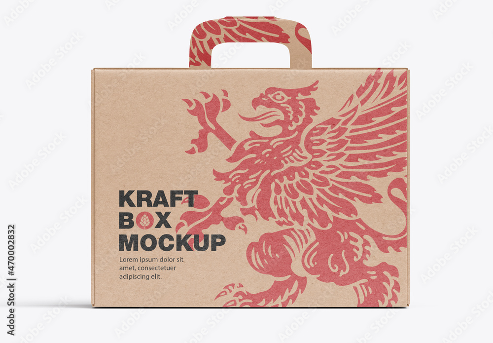Kraft Paper Box with Handle Stock Template | Adobe Stock