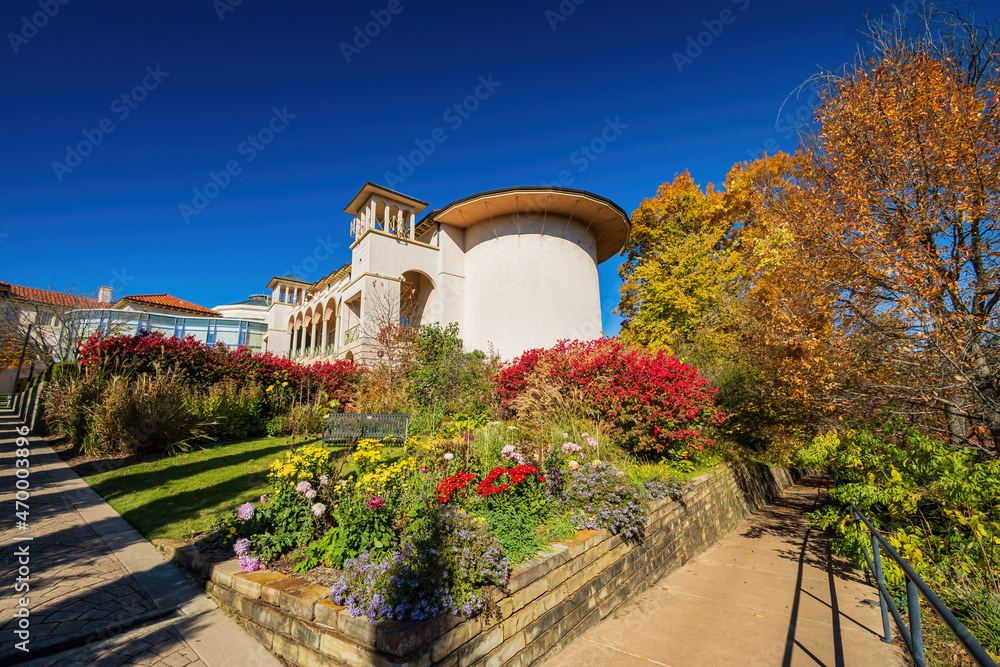 Beautiful fall color in the famous Philbrook Museum of Art Stock Photo ...