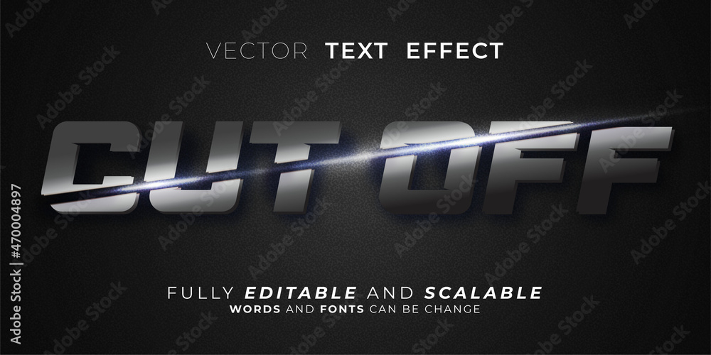Editable text effect Cut off 3d effect font style slice concept vector ...