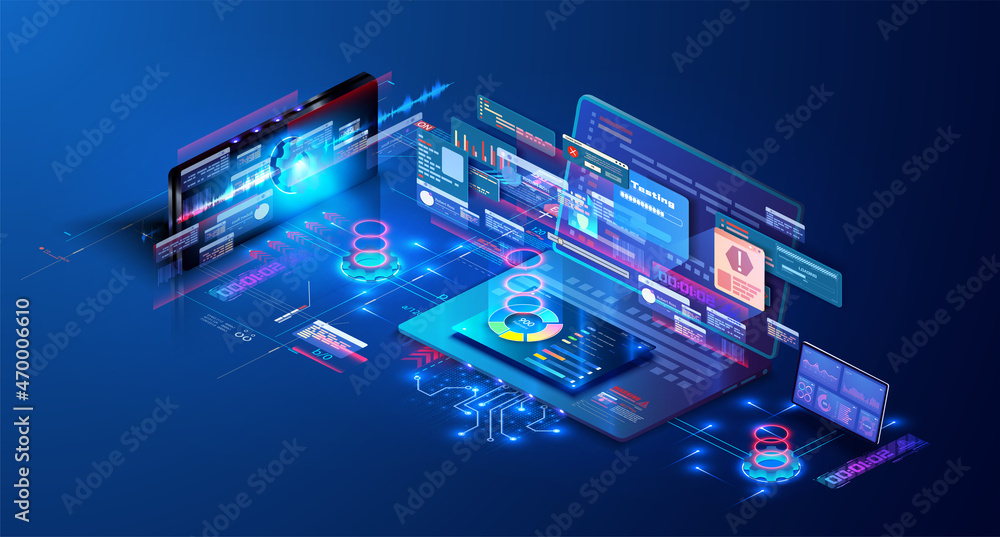 Software development for different devices. Application test and IT ...