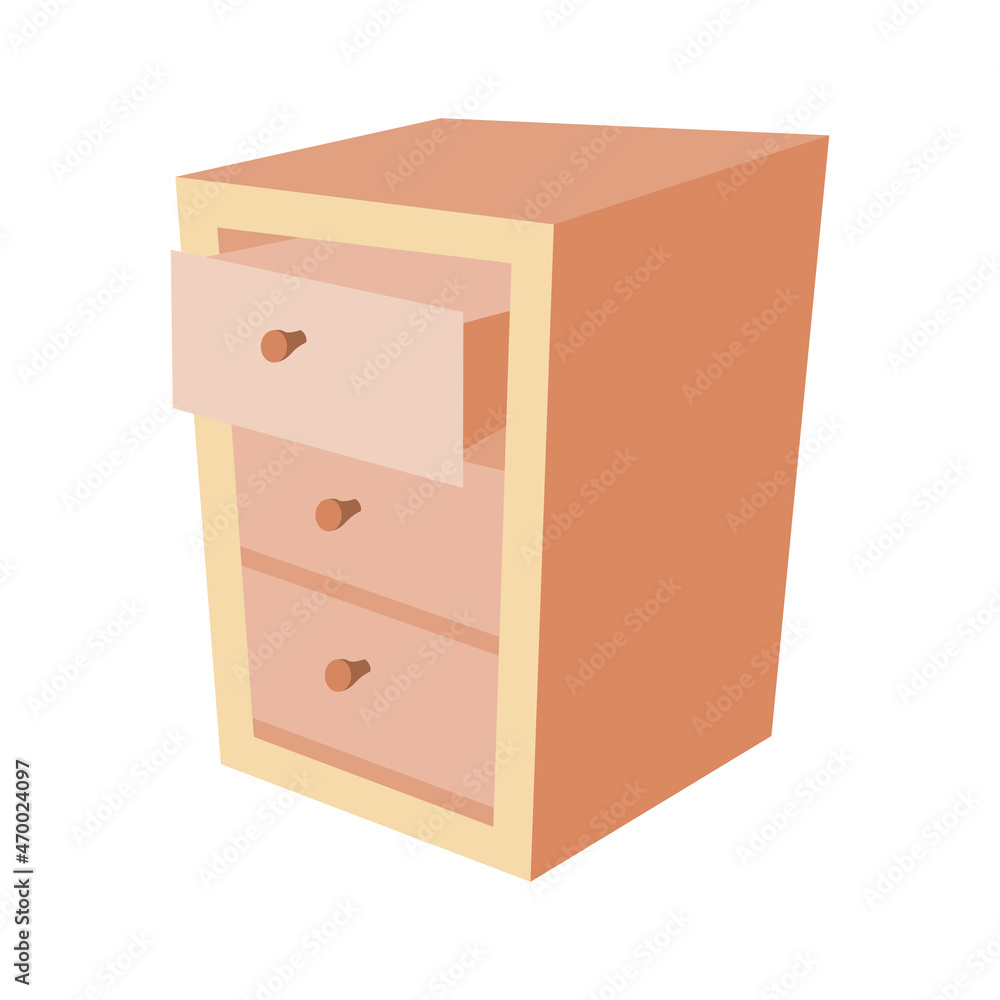 open empty white drawer vector flat design isolated on white background ...