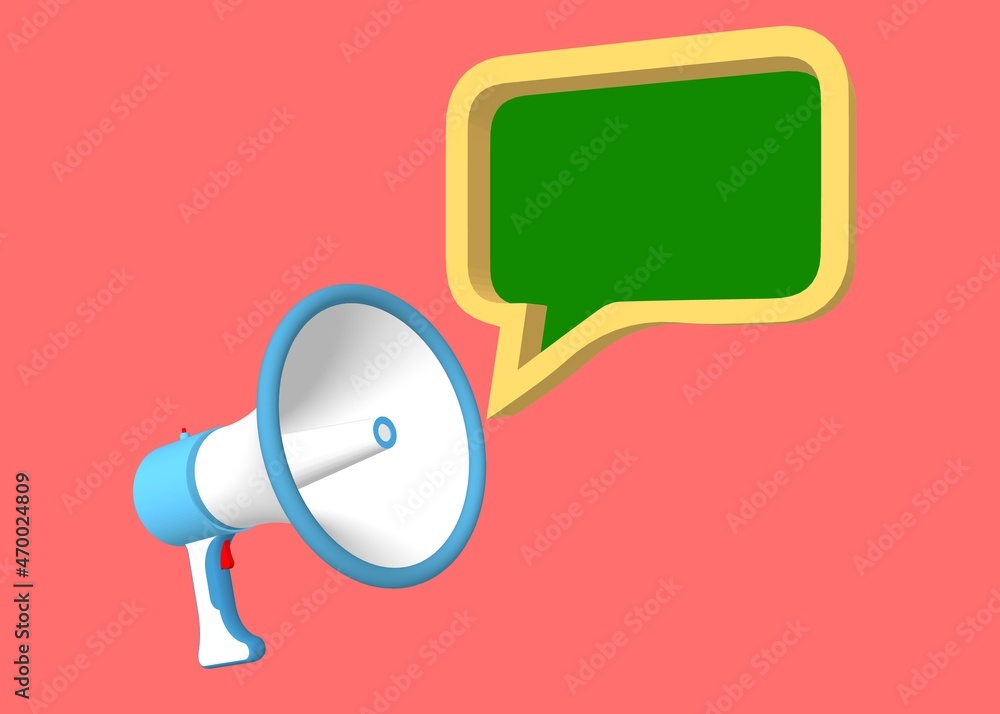 megaphone for text box-talk box . model symbolic 3D rendering Stock ...