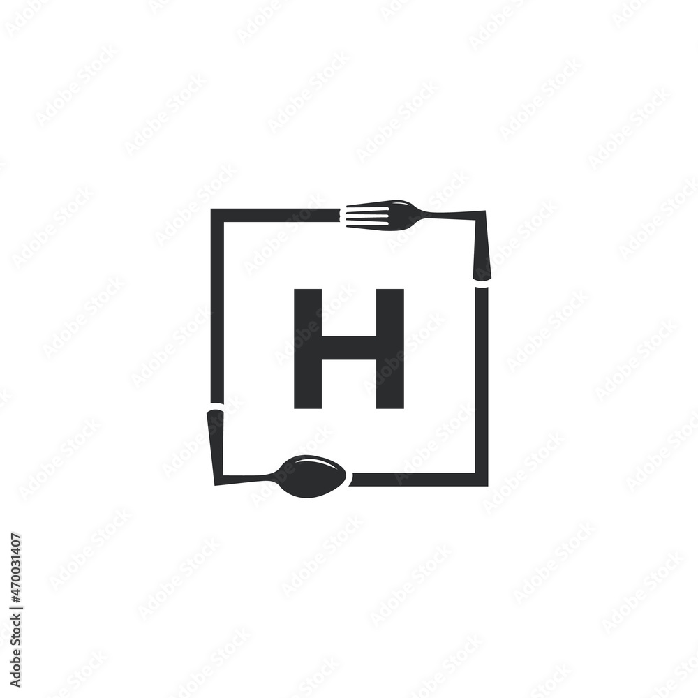 Restaurant Logo. Initial Letter H with Spoon Fork for Restaurant Logo ...