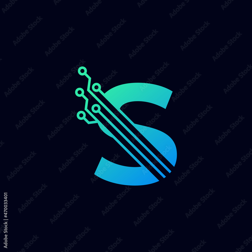 Tech Letter S Logo. Futuristic Vector Logo Template with Green and Blue Gradient Color ...