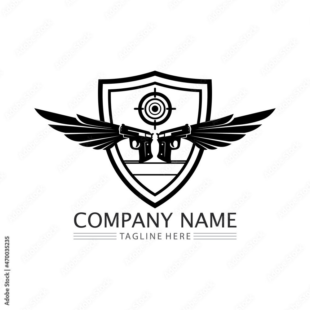 Gun logo and Army soldier sniper shot vector Design Illustration ...