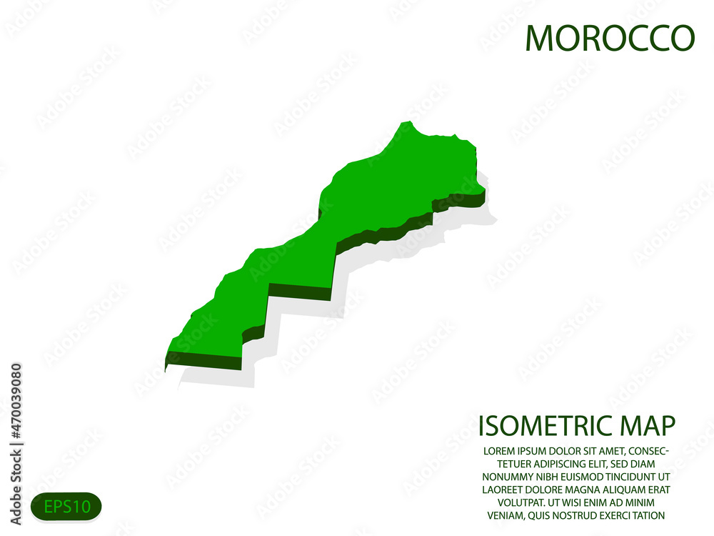 Green isometric map of Morocco elements white background for concept ...