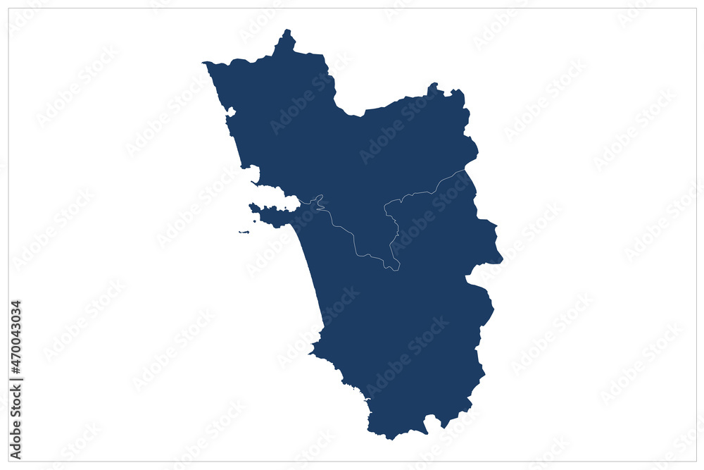 Goa State of India map illustration with district on white background ...