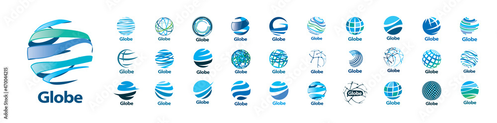 A set of vector logos of the Globe on a white background Stock Vector ...