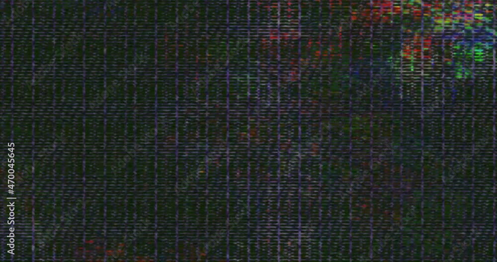 animated effect of an old LED screen with noise from particles. VHS ...