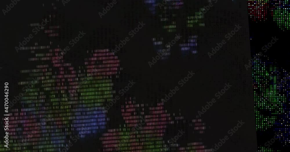 animated effect of an old LED screen with noise from particles. VHS ...