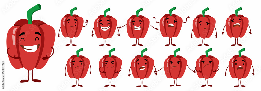 Seth is a cute red bell pepper character with different emotions. A ...
