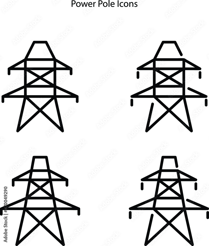 Black Electric tower used to support an overhead power line icons ...