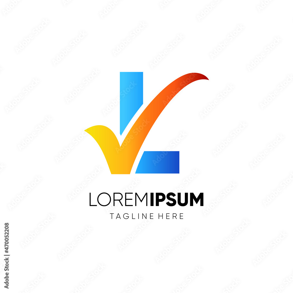 Letter L Tick or Check Mark Logo Design Vector Icon Graphic Emblem ...