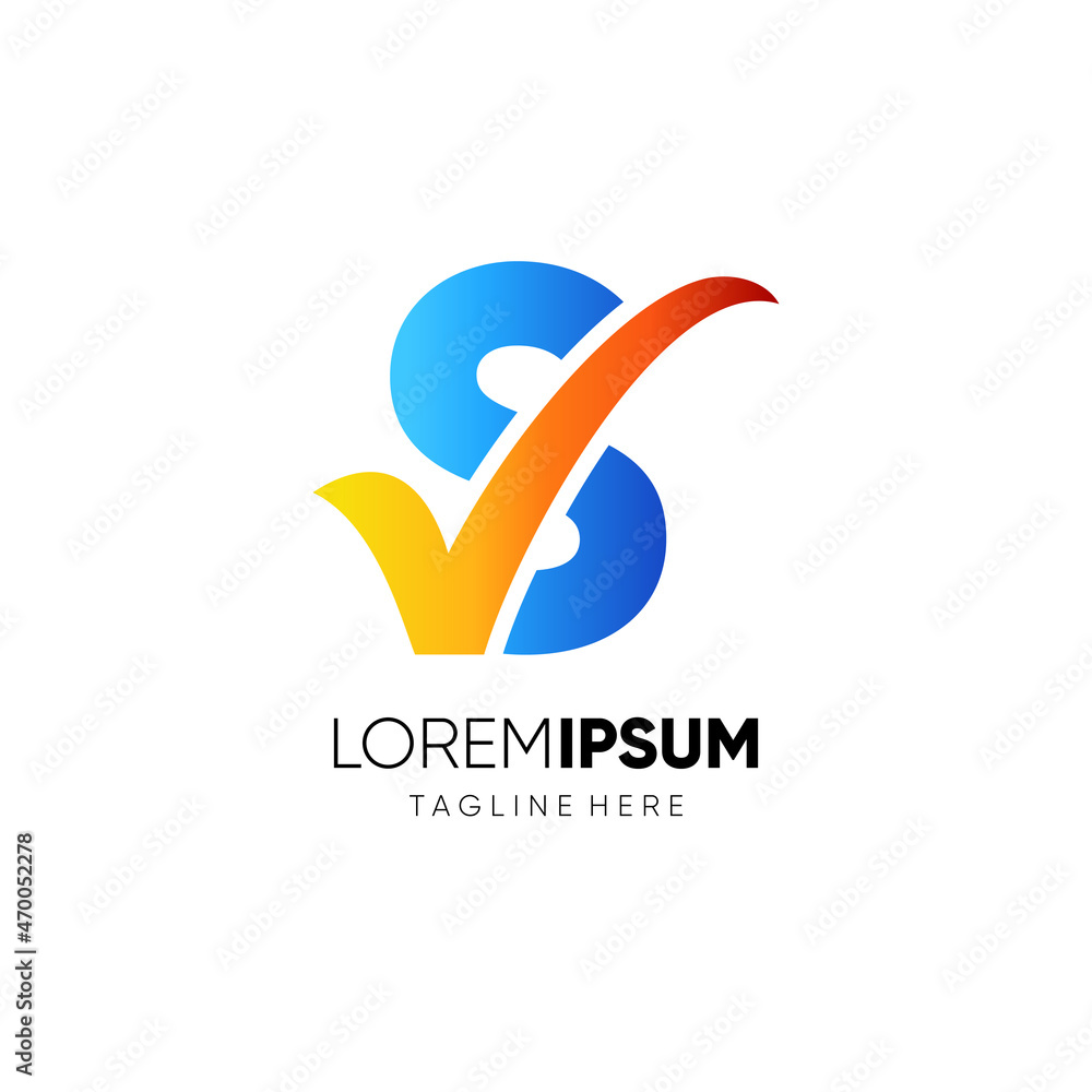 Letter S Tick or Check Mark Logo Design Vector Icon Graphic Emblem ...