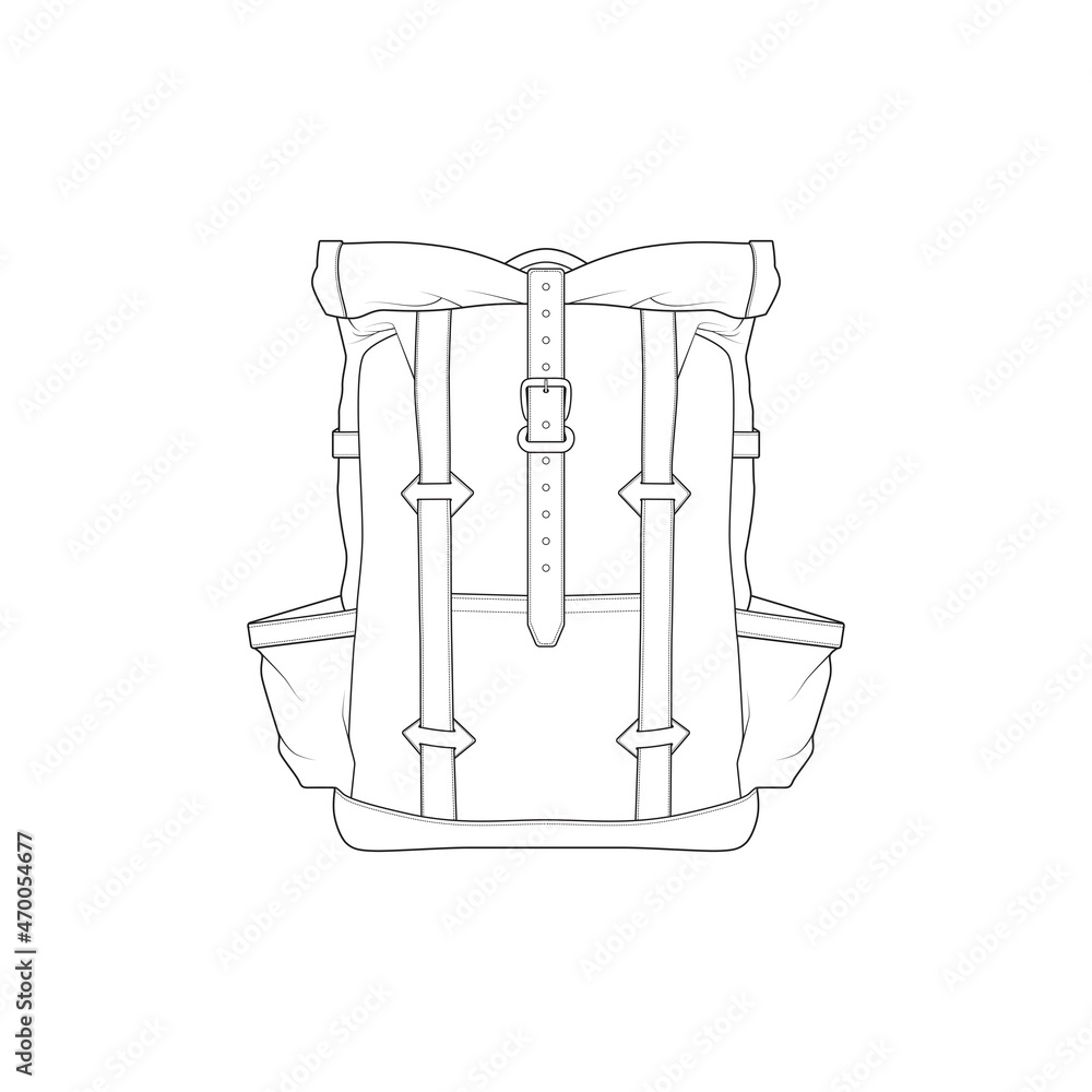 Bagpack outline drawing vector, Bagpack in a sketch style, trainers ...